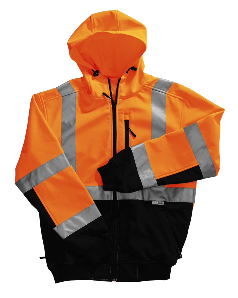 XTREME-FLEX™ SOFT SHELL HOODIE JACKET (Orange) - Xtreme Visibility
